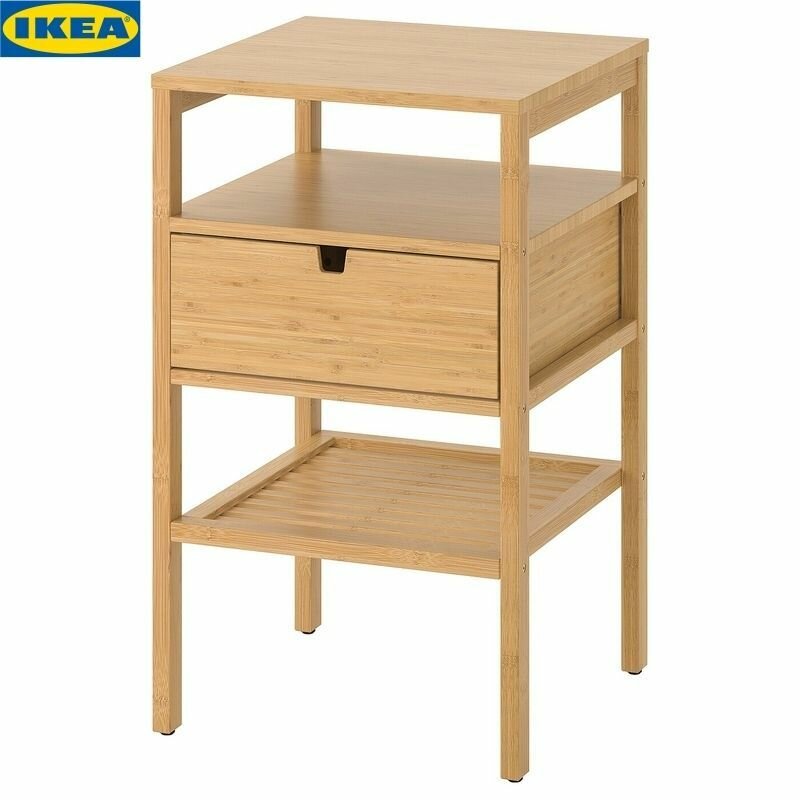 IKEA, nordkisa, бамбуковые прикроватные тумбочки, минимализм в маленьком доме, системы хранения