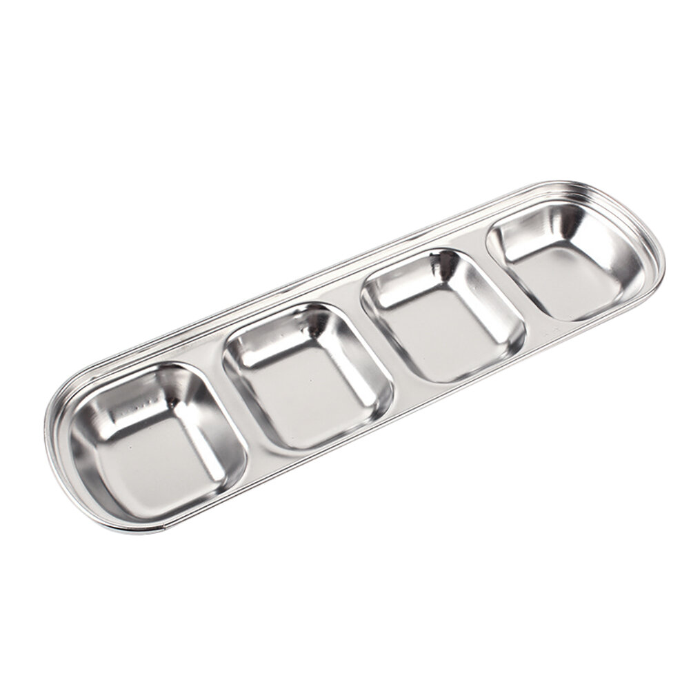 Разделенная тарелка для приправ, блюдо для соуса из нержавеющей стали, кухонное блюдо для макания