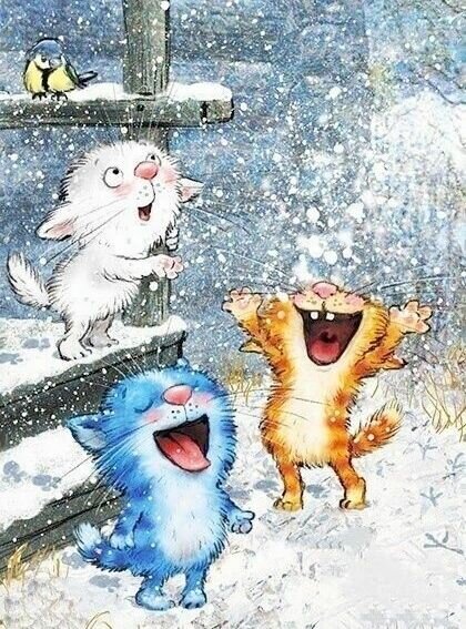 Алмазная мозаика "Синие коты Рина Зенюк MozArt " 40*50 см, безрамная, идеальна для дома, украшения, подарков.