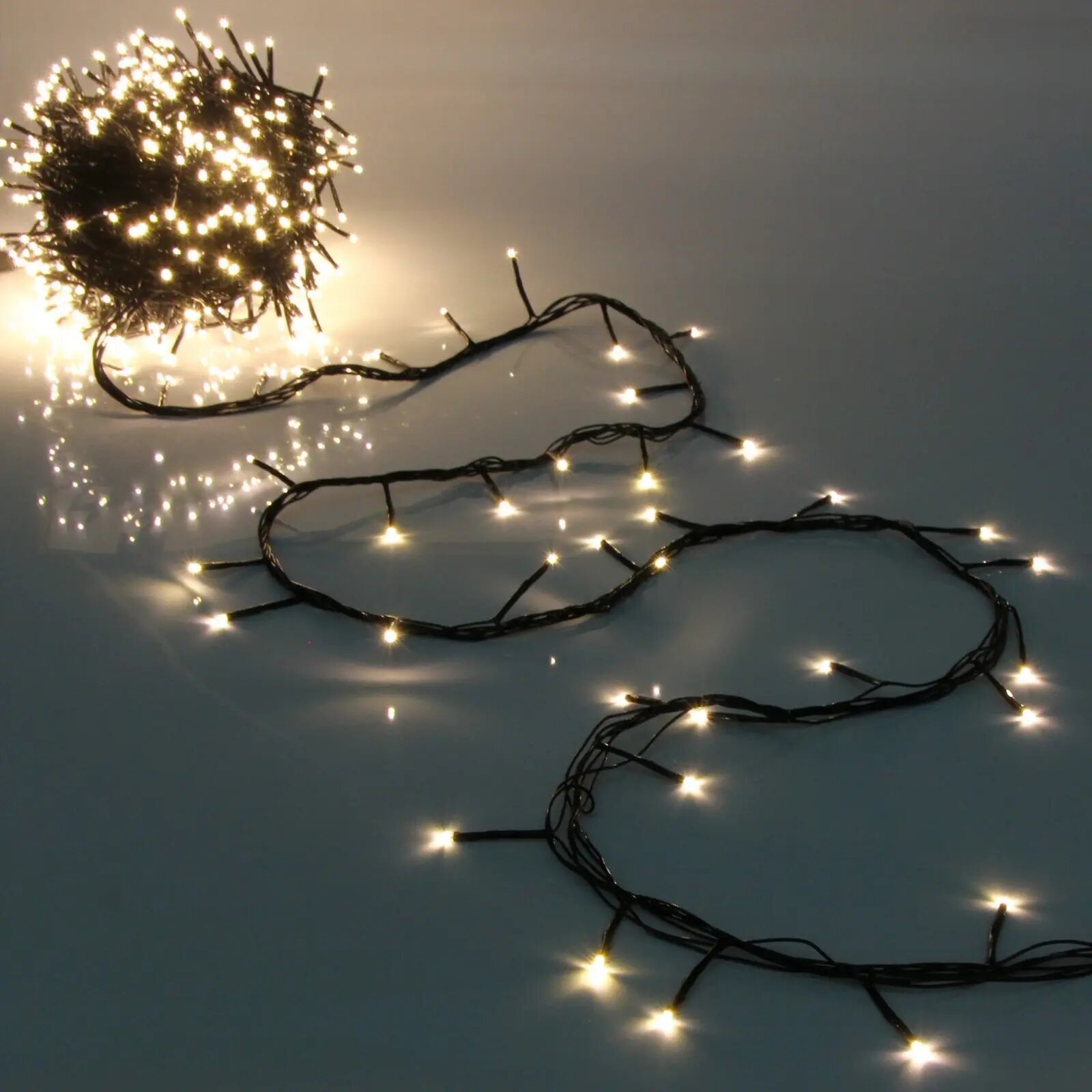 Гирлянда для дома нить «Твинкл Лайт» 40 м 800 ламп LED, черн. пров, 8 реж, IP-20. Теплый белый (возможность соединения)