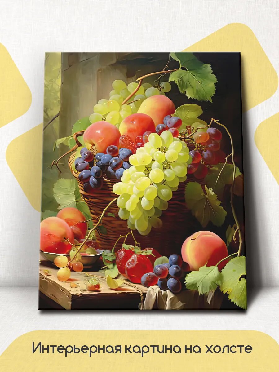 Картина на стену Натюрморт корзина с фруктами 30x40 см