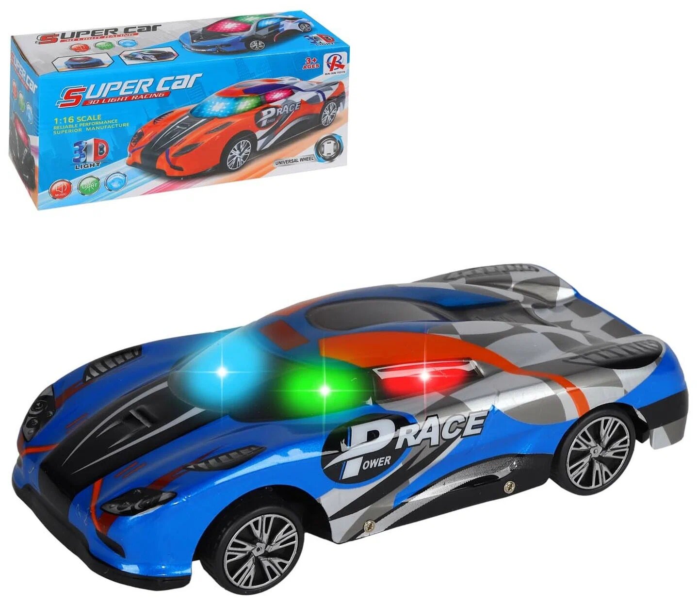 Машина JB400562, пластик, для детей от 3 лет, питание от 3 батареек АА, звуковые и световые эффекты