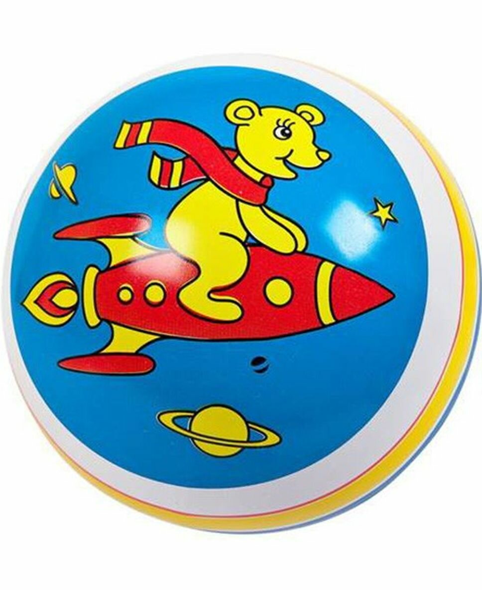 Мяч детский Мишка на ракете, игрушка для спортивных занятий и подвижных игр на улице и дома, мячик для детей