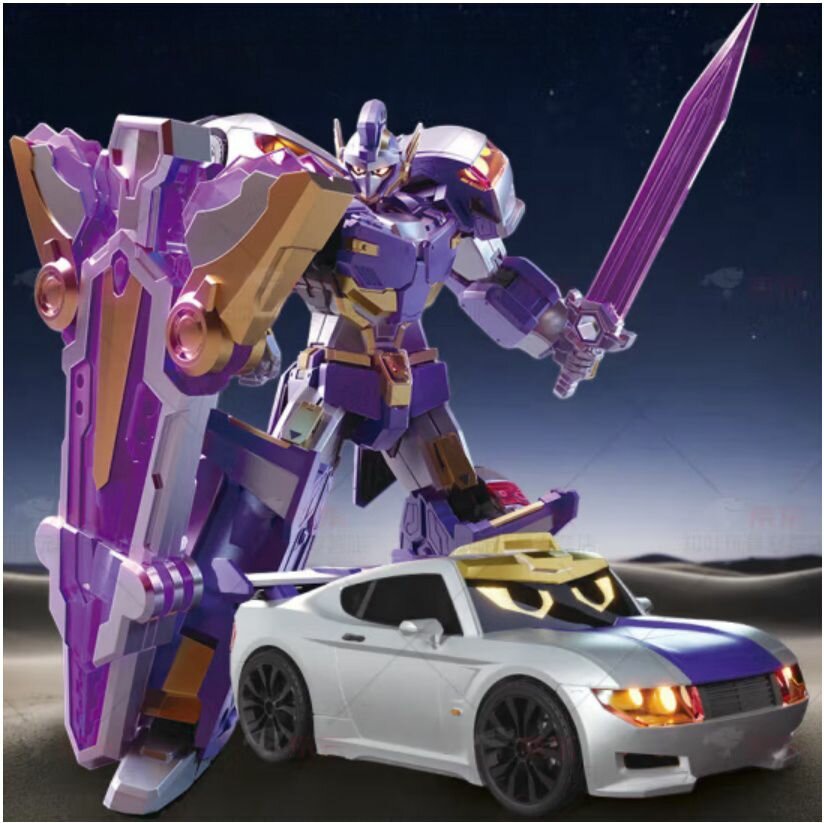 Робот-трансформер Метал Кард Бот, пластик, интерактивная, 17см, фиолетовый