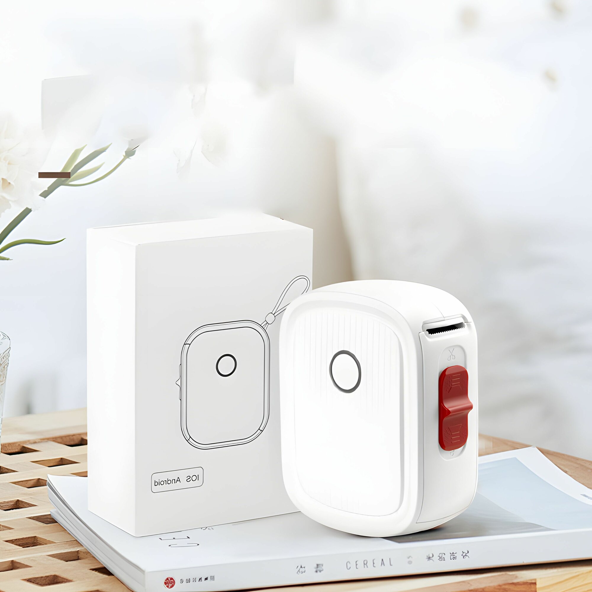 Домашний Bluetooth портативный мини - термочувствительный принтер + 1 Бумага белого цвета