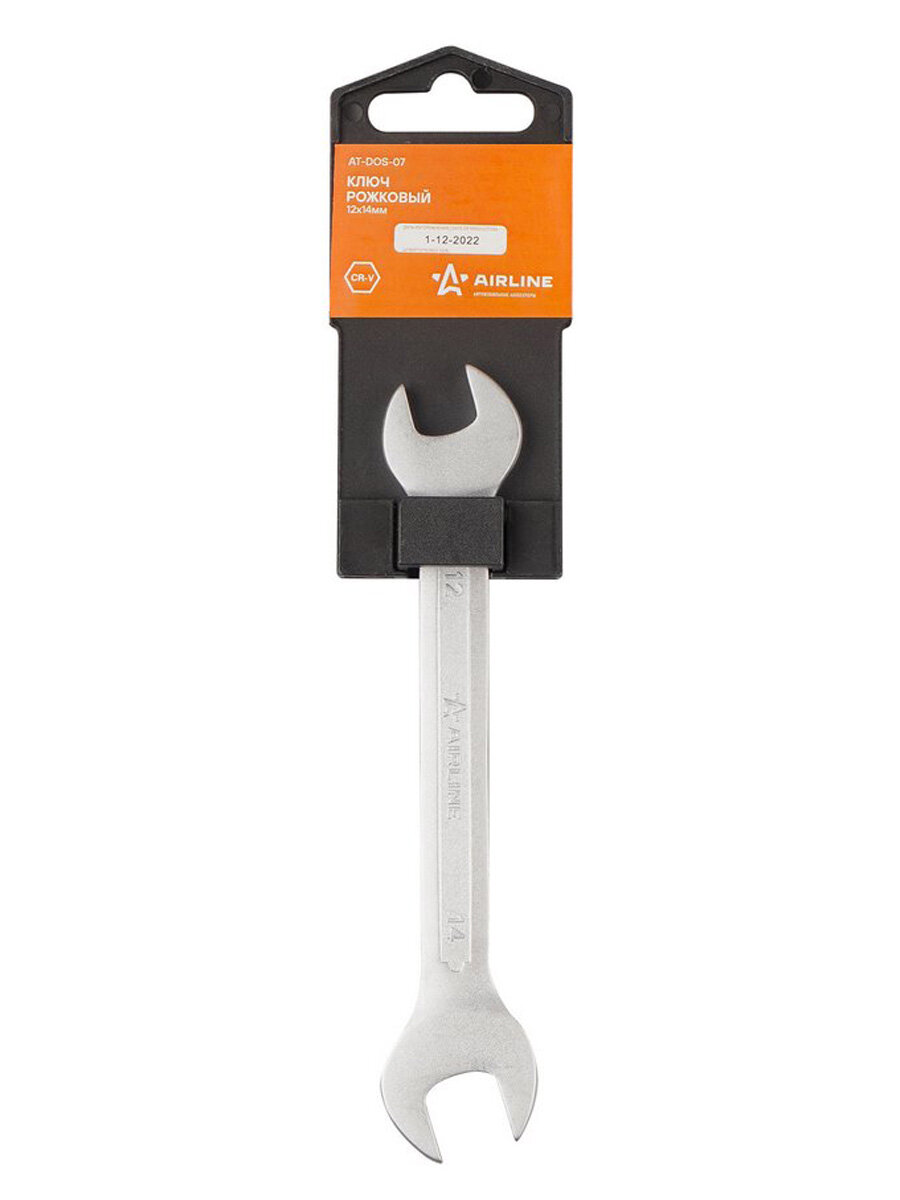 Ключ рожковый AIRLINE ATDOS07, хромованадиевая сталь, твердость 42-47 HRC, 12x14 мм