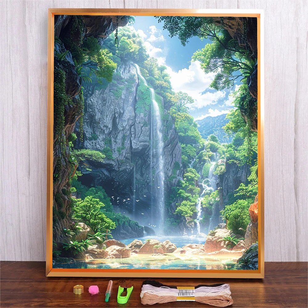 Набор для вышивания крестом "Водопадные горы", 40x50cm, 14CT