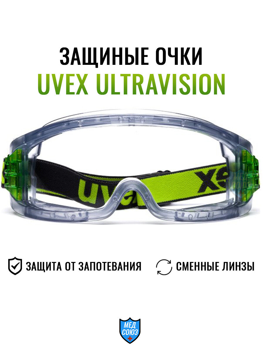 Очки защитные Uvex Ultravision закрытого типа, строительные прозрачные, рабочие универсальные, для активного отдыха строительные очки рабочие очки прозрачные очки для активного отдыха