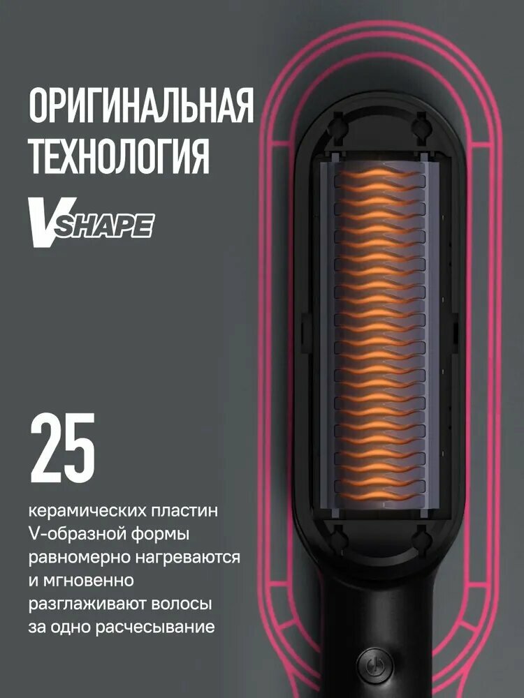Расческа-утюжок, для волос, с функцией ионизации, для всех типов волос — фото 1