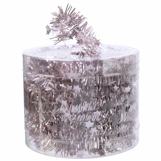 Мишура Звездная 7 м*30 мм розовый бутон, Kaemingk, 420104