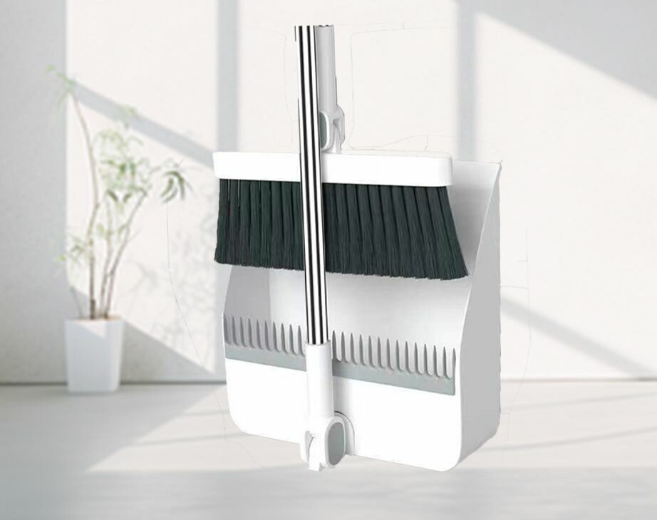 Совок и щетка для уборки, Набор щетка с совком для уборки на длинной ручке