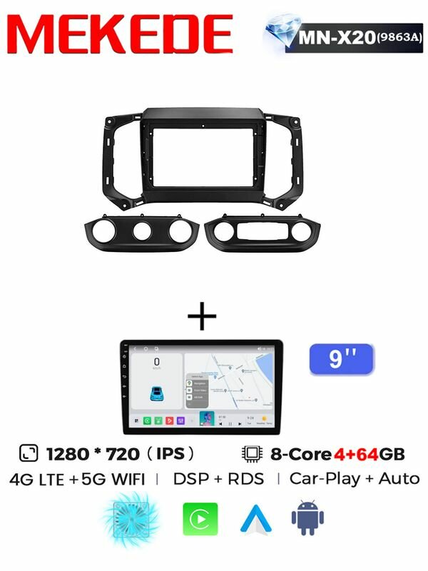 Магнитола 9" Mekede MN X20 Pro 4/64 Gb Chevrolet TrailBlazer Colorado Isuzu D-MAX Dmax MU-X Mux 2017-2019 carplay