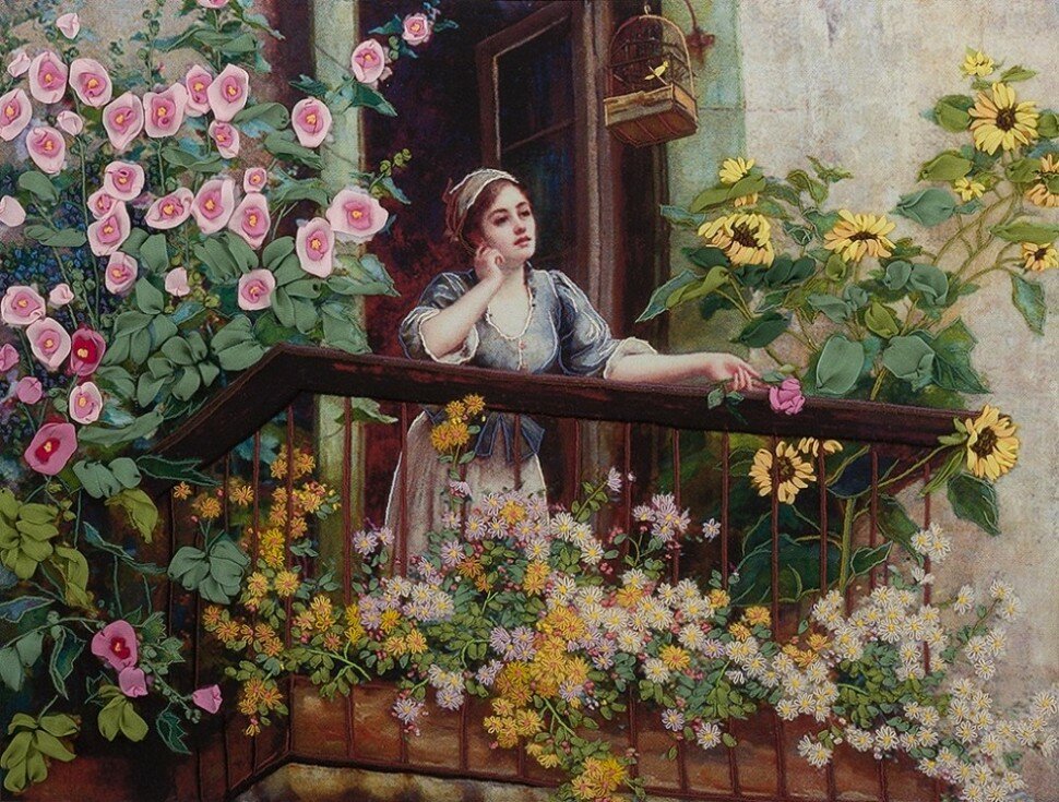 Набор для вышивания Панна #JK-2032 Задумчивый момент, Вышивка лентами, 30.5 x 23 см