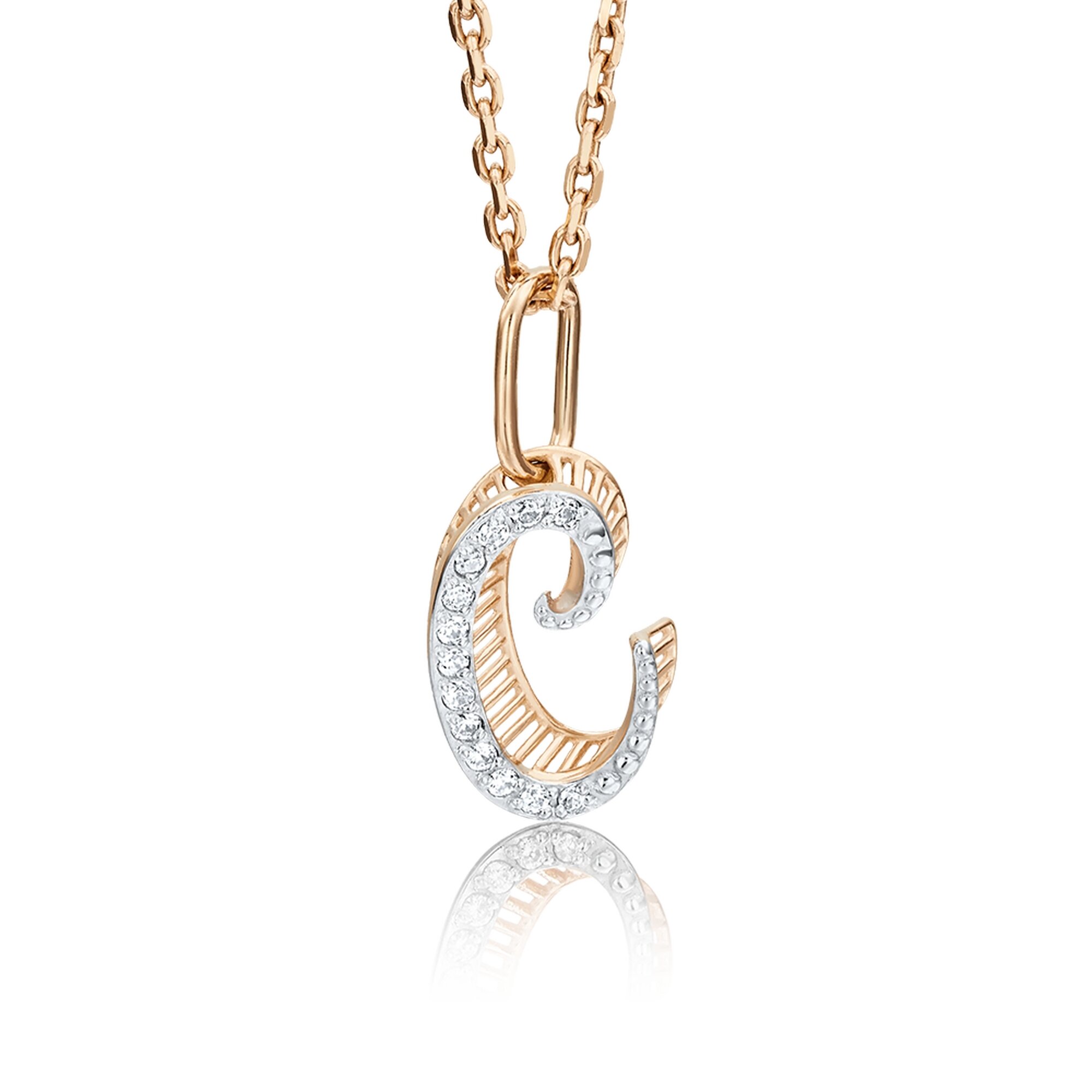 Подвеска, красное золото, 585 проба, фианит