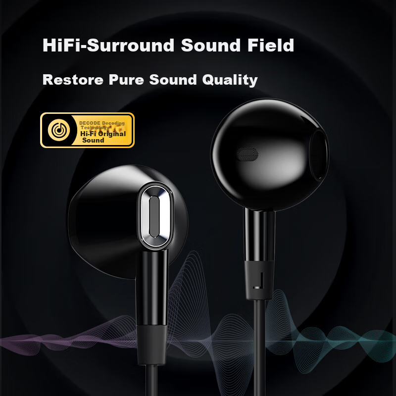 PHILIPS Wired Half In-Ear Music Earphones with Microphone TAE1020 Black
