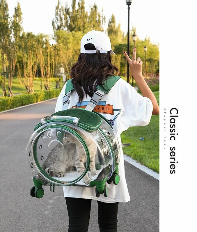 Сумка переноска для кошек и собак мелких пород TYHJ 42 см х 28 см х 32 см разборная до 12 кг/Чемодан рюкзак для переноски / ХИТ2024 , Зеленая