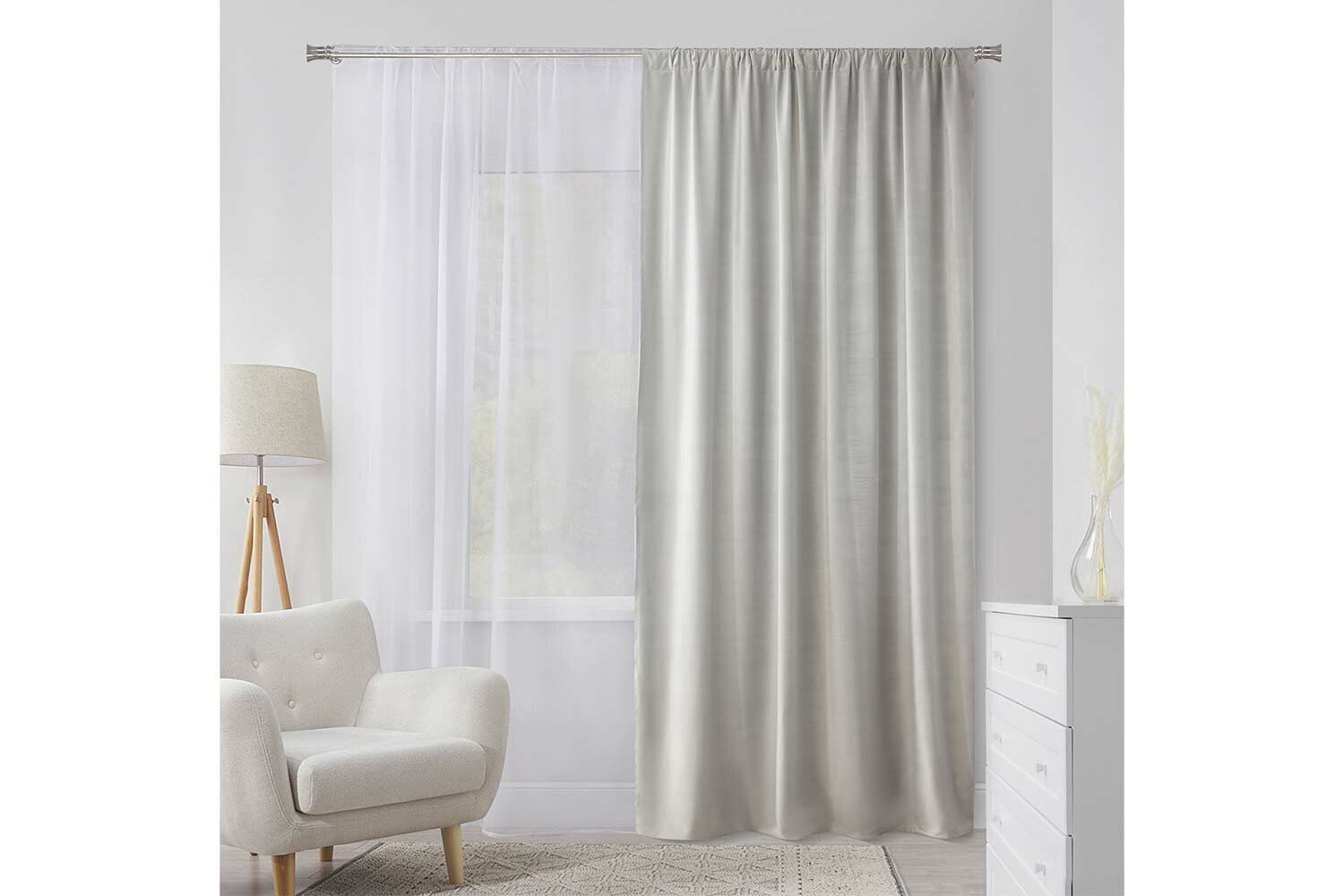 Штора ESTUDI BLANCO Colette, 180х280 см, бархат, универсальная лента, белый