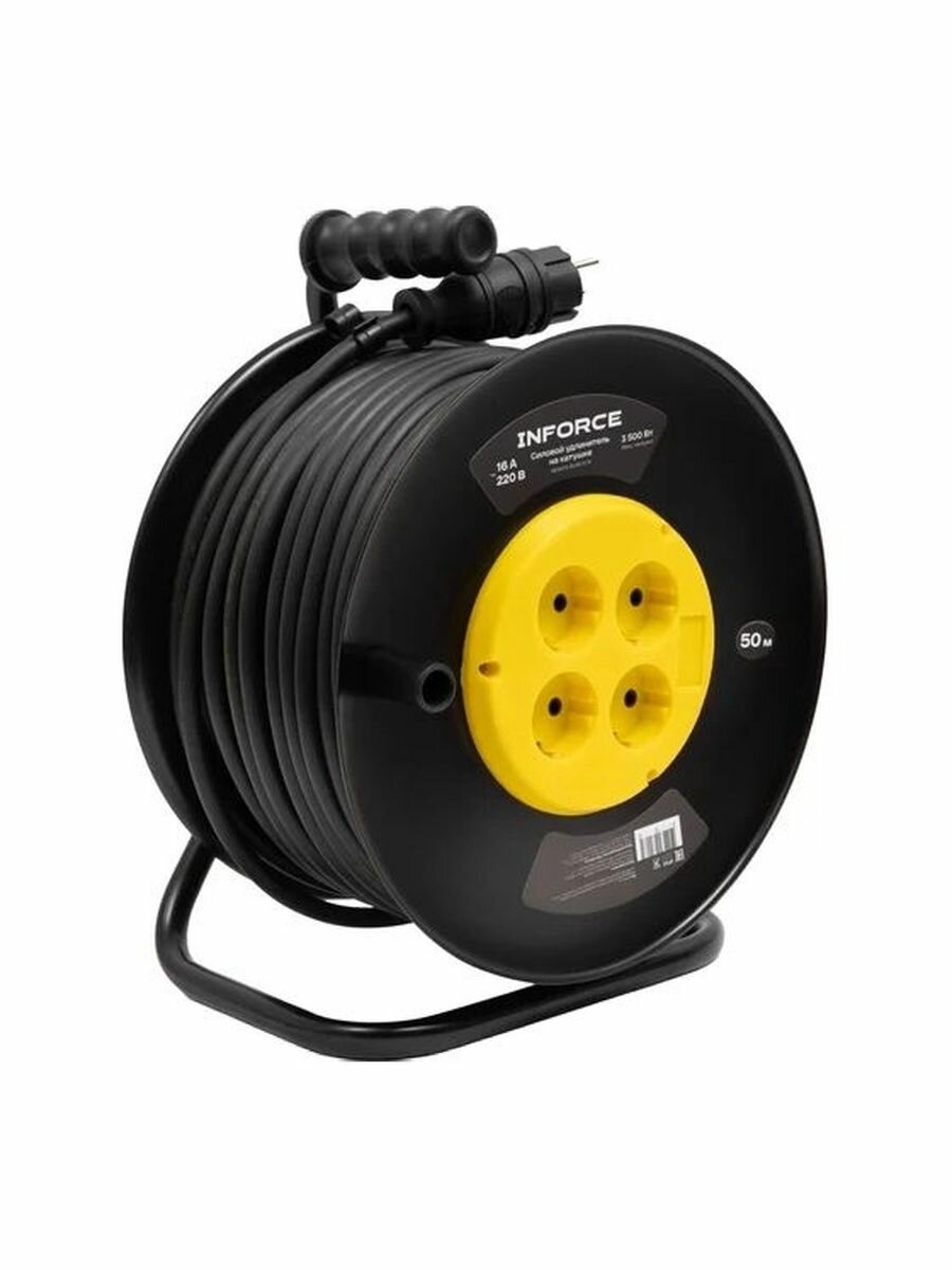 Силовой удлинитель уличный садовый на катушке 4 гнезда, с/з КГ 3х2,5 16A 50м IP20