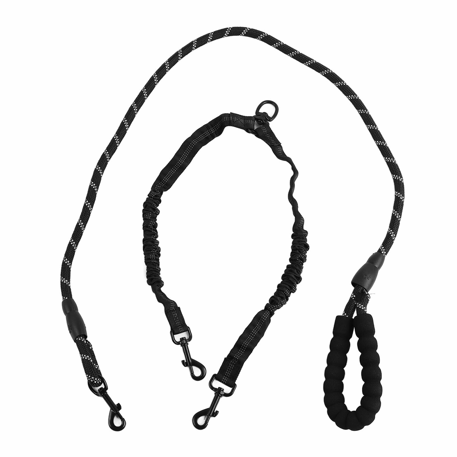 Двойные поводки для собак 1 на 2, 360 градусов, предотвращают запутывание, эластичные, высокоэластичные, светоотражающие, двойные поводки для собак и щенков.