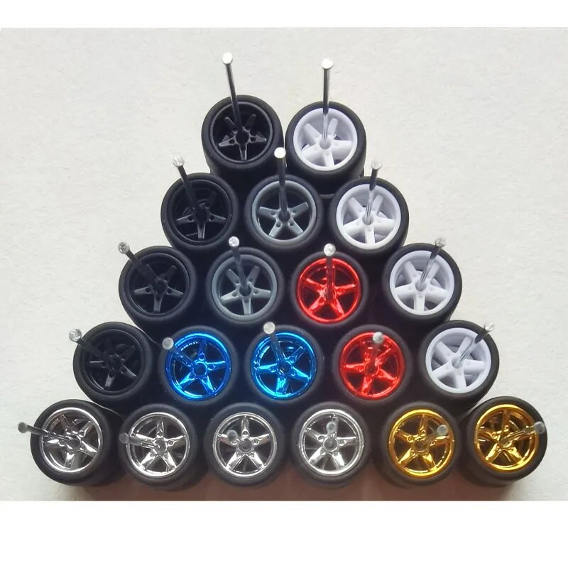 10 комплектов (для 10 автомобилей) легкосплавные автомобильные колеса 1/64 с резиновыми шинами для мини-модели автомобиля HW 1:64