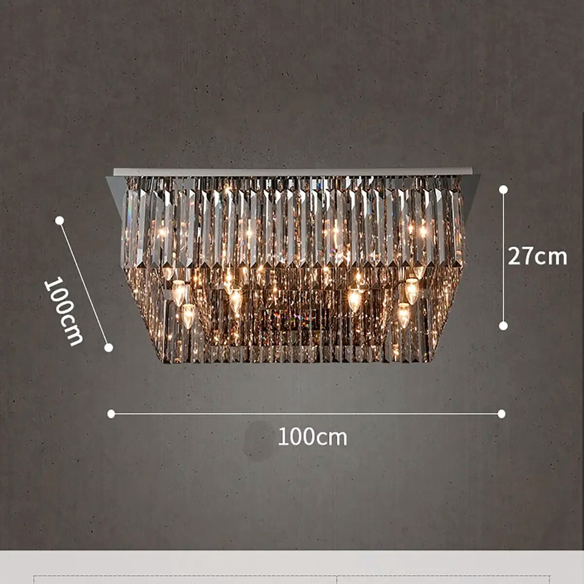 Люстра из металла с подвесами из кристаллов К9 Irma (квадратная 100 см, 20 ламп*12W)