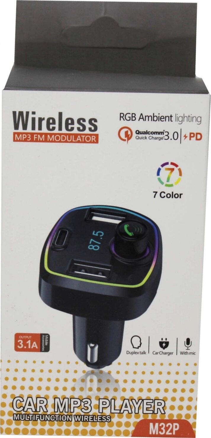 Модулятор FM RV-101 с Bluetooth, 2 USB-порта, 3,4А, AUX АвоськаАвто RV-101