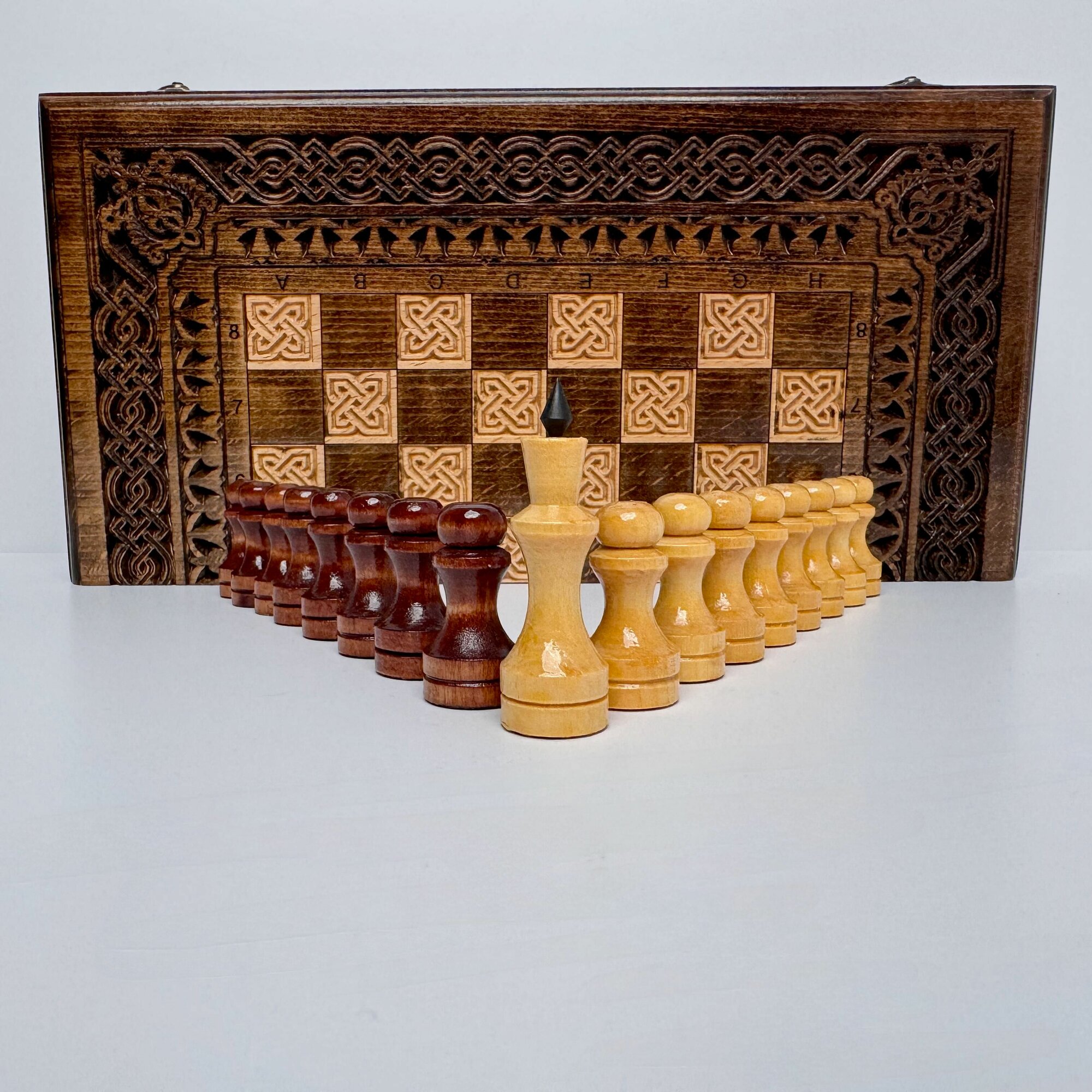 Шахматы, нарды, шашки "Аристократ", деревянные, резные, 3 в 1