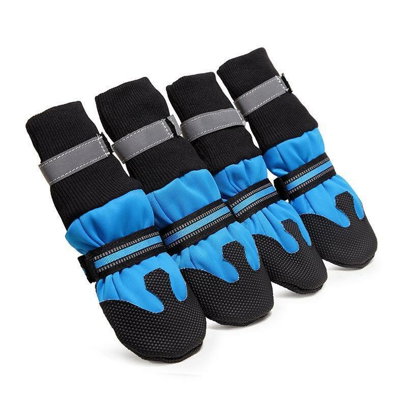 4PCS / Мягкие водонепроницаемые зимние ботинки для собак противоскользящие снежные ботинки для средних больших собак