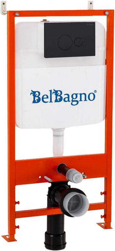 Инсталляция с кнопкой BelBagno BB026/BB084NERO цвет белый, крепление к полу и стене