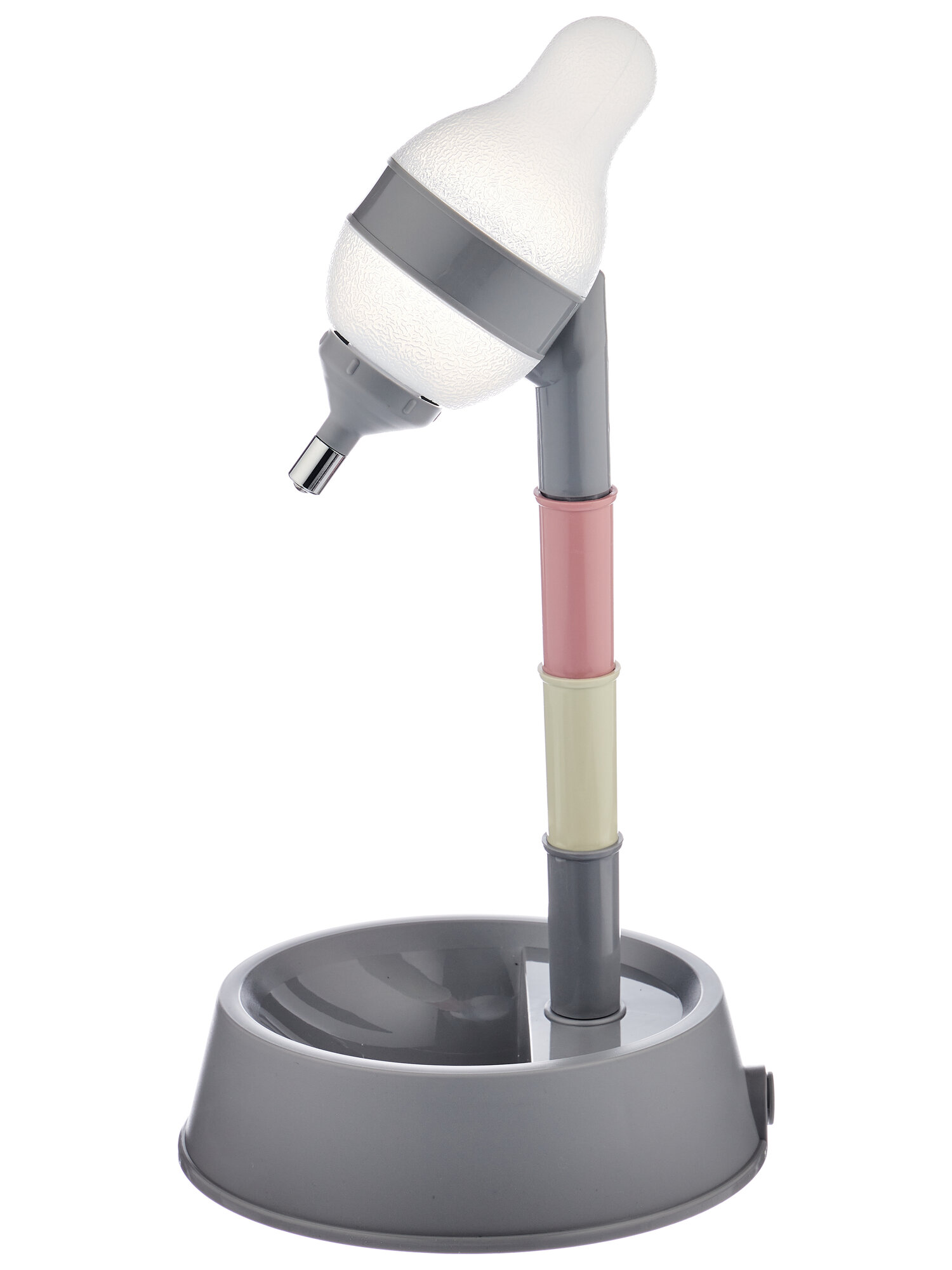 Миска с поилкой для кошек и собак "Сухие усы", пластик, 25см, серая