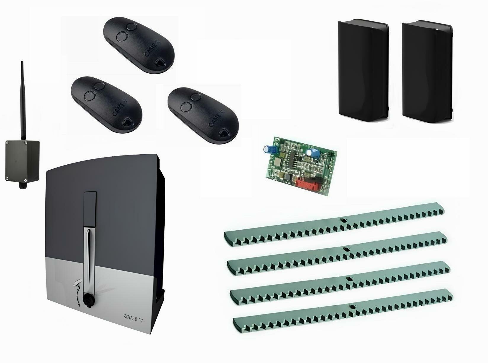 Автоматика для откатных ворот BXL04AGS KIT4-FA-BT-Т3, комплект: привод, радиоприемник, 3 пульта, фотоэлементы, 4 рейки, Bluetooth-модуль