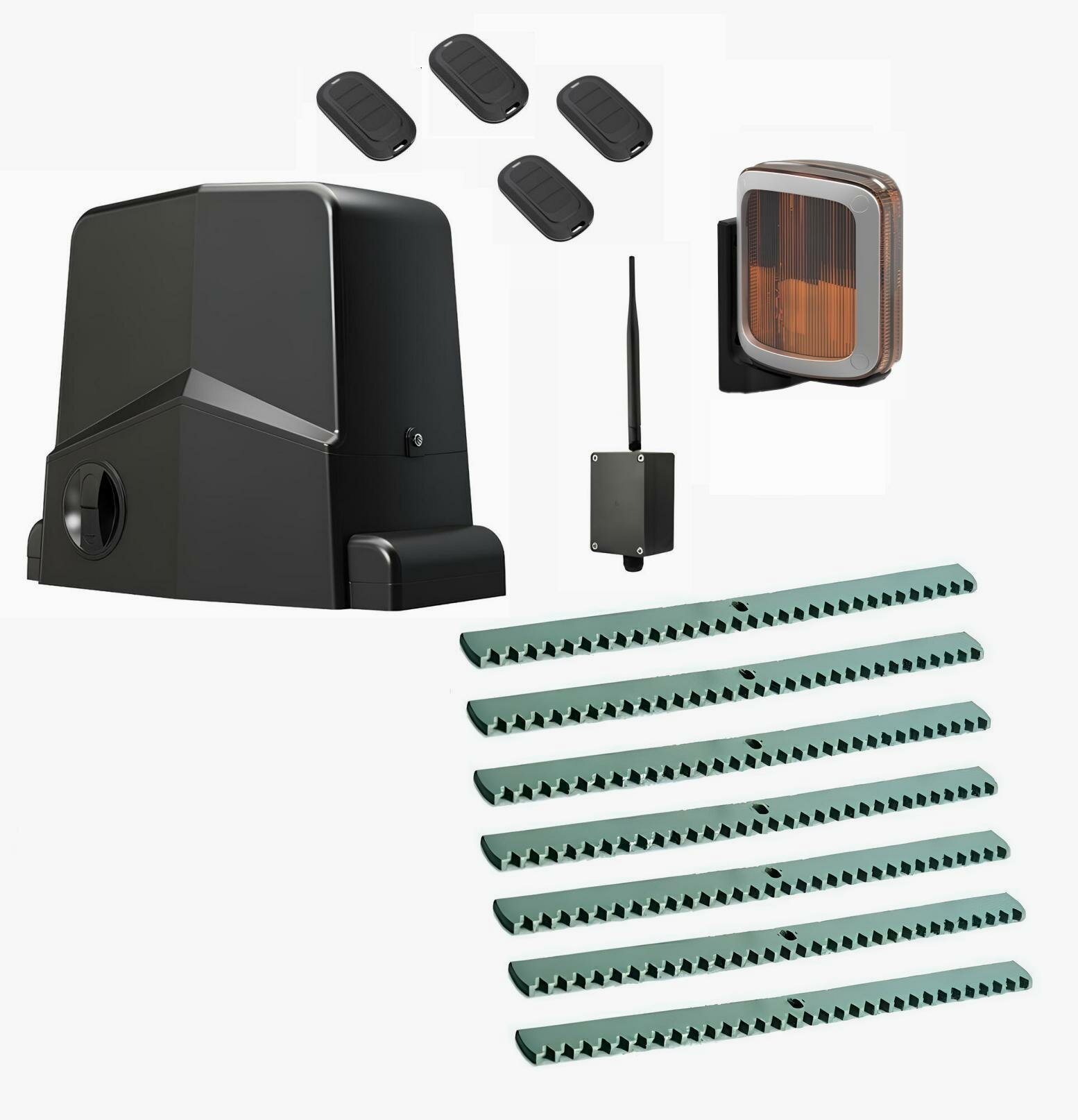 Автоматика для откатных ворот ARW-1000MKIT LA7-BT-T4, комплект: привод, сигнальная лампа, 4 пульта, 7 реек, Bluetooth-модуль