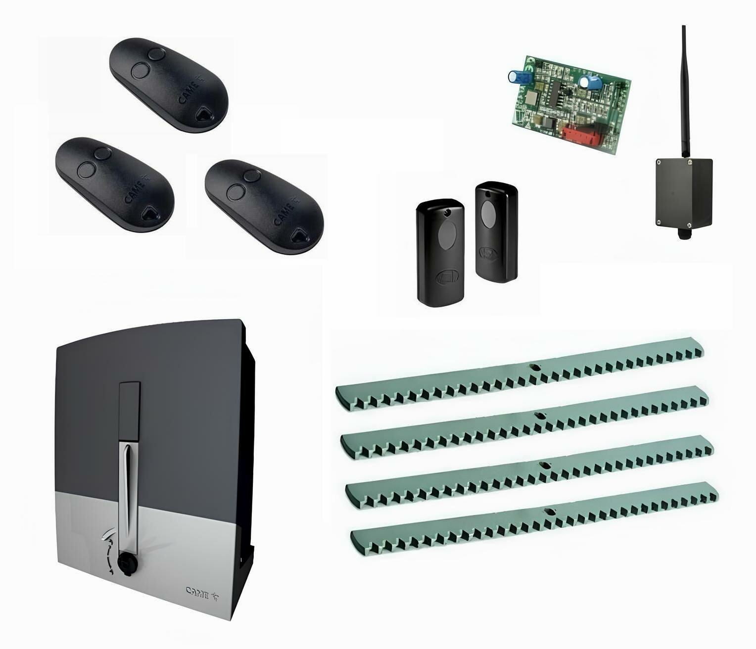 Автоматика для откатных ворот BXL04AGS KIT4-F-BT-Т3, комплект: привод, радиоприемник, 3 пульта, фотоэлементы, 4 рейки, Bluetooth-модуль