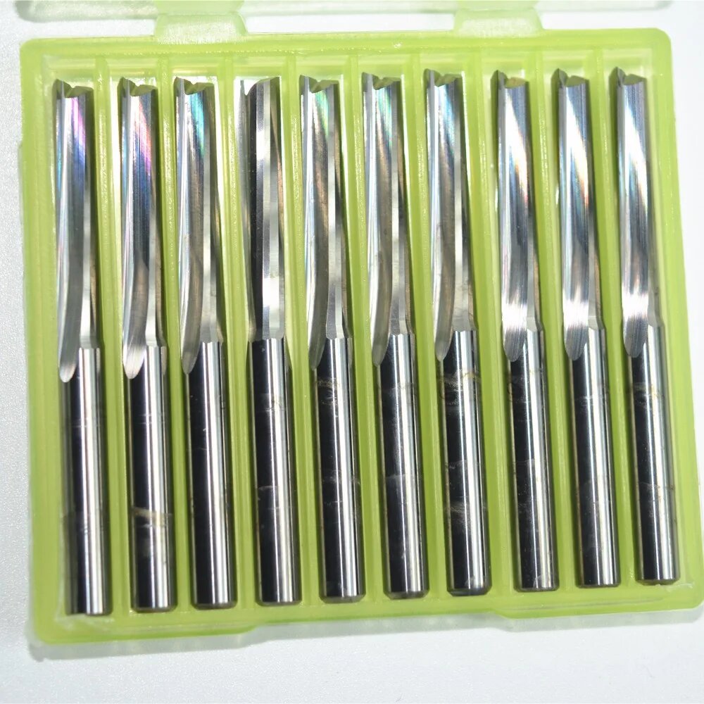 4 мм * 22 мм-10 шт. твердосплавная концевая фреза с ЧПУ, фреза из вольфрамовой стали для деревообработки, 2 канавки, прямой фрез, МДФ, ПВХ