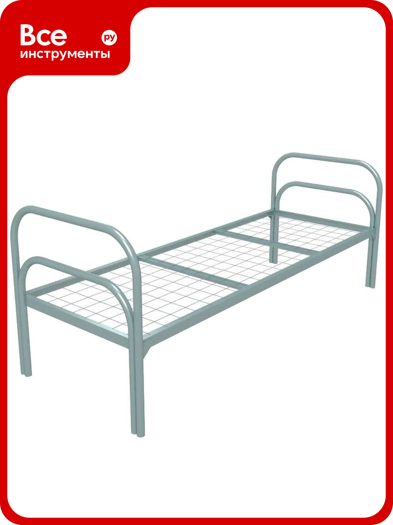 Кровать металлическая одноярусная SAMGRUPP "Хард + 2" 800x1900, сетка 100x50, двойная ножка, 2 перемычки КО-С-2Н-УС2
