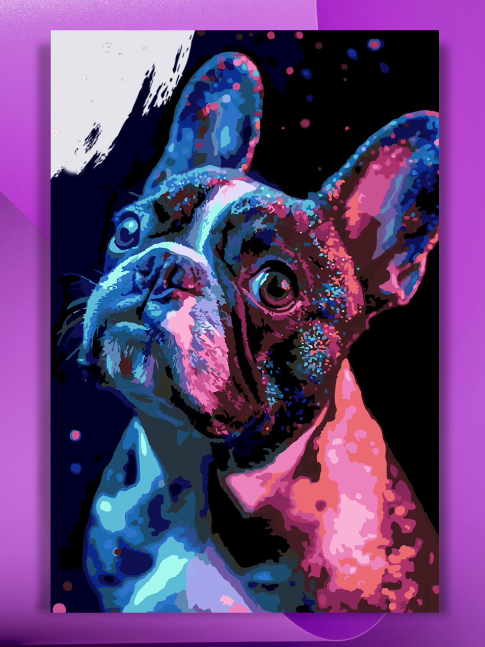 Картина по номерам на холсте Французский бульдог Неон, 40 х 60 см