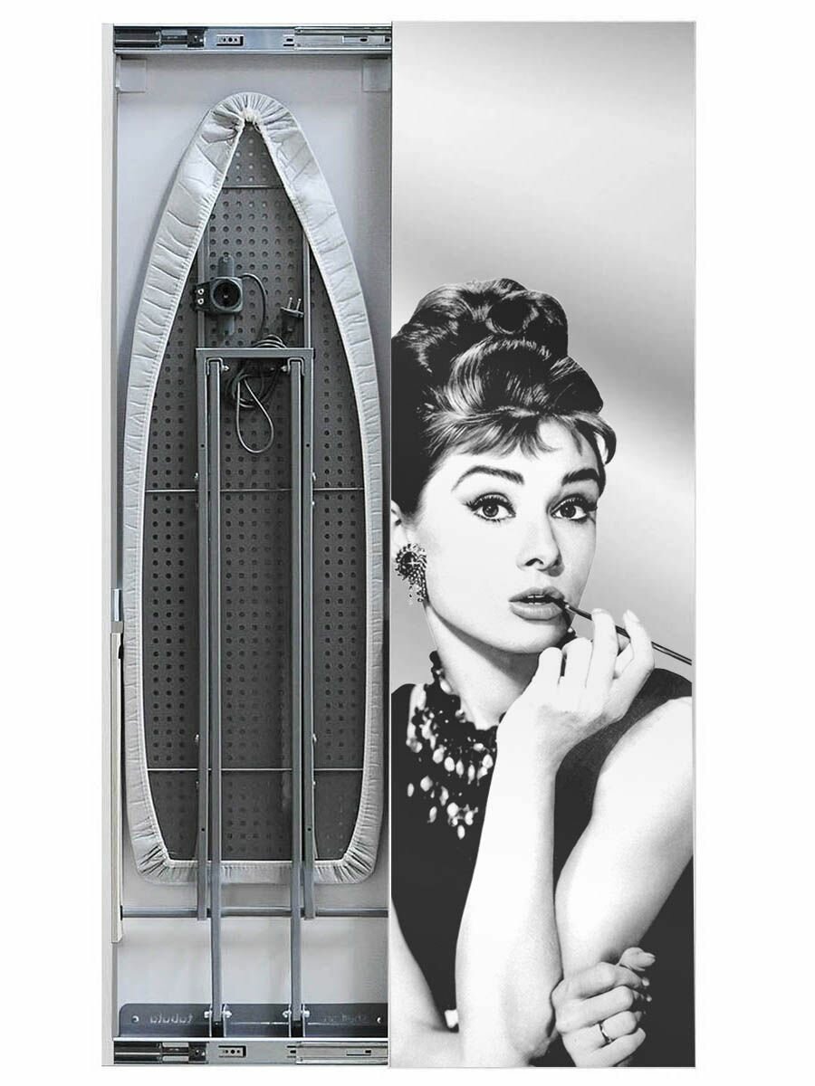 Встроенная гладильная доска Табула Принт (Одри) выбеленный дуб купе право