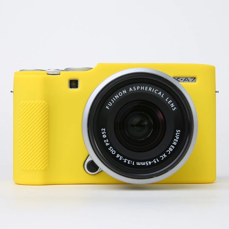 Защитный силиконовый чехол MyPads Antiurto для фотоаппарата Fujifilm X-A7/ XA7 из мягкого качественного силикона желтый