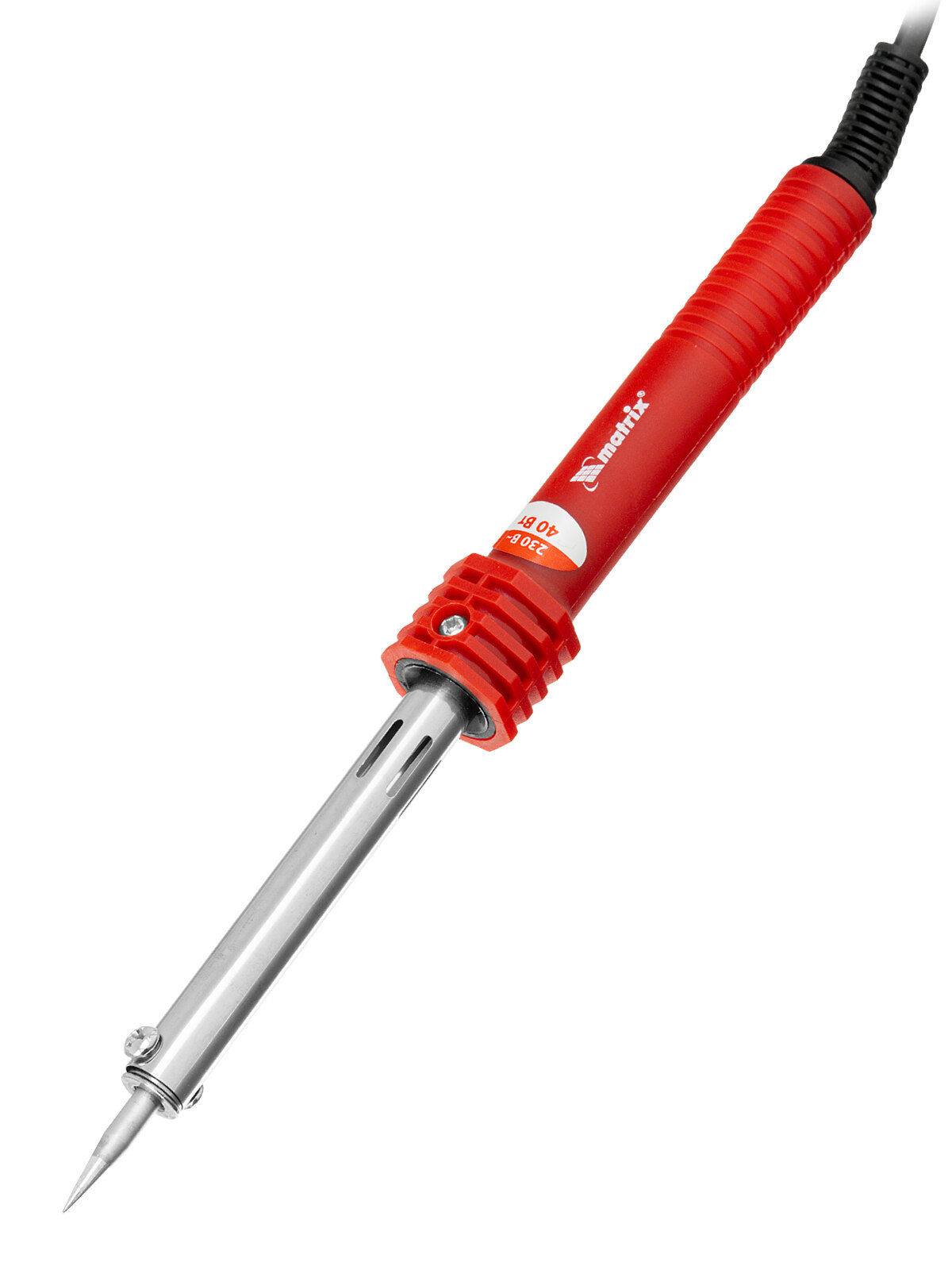 Паяльник Matrix пластиковая рукоятка, медный наконечник с долговечным защитным покрытием, 40W 913004