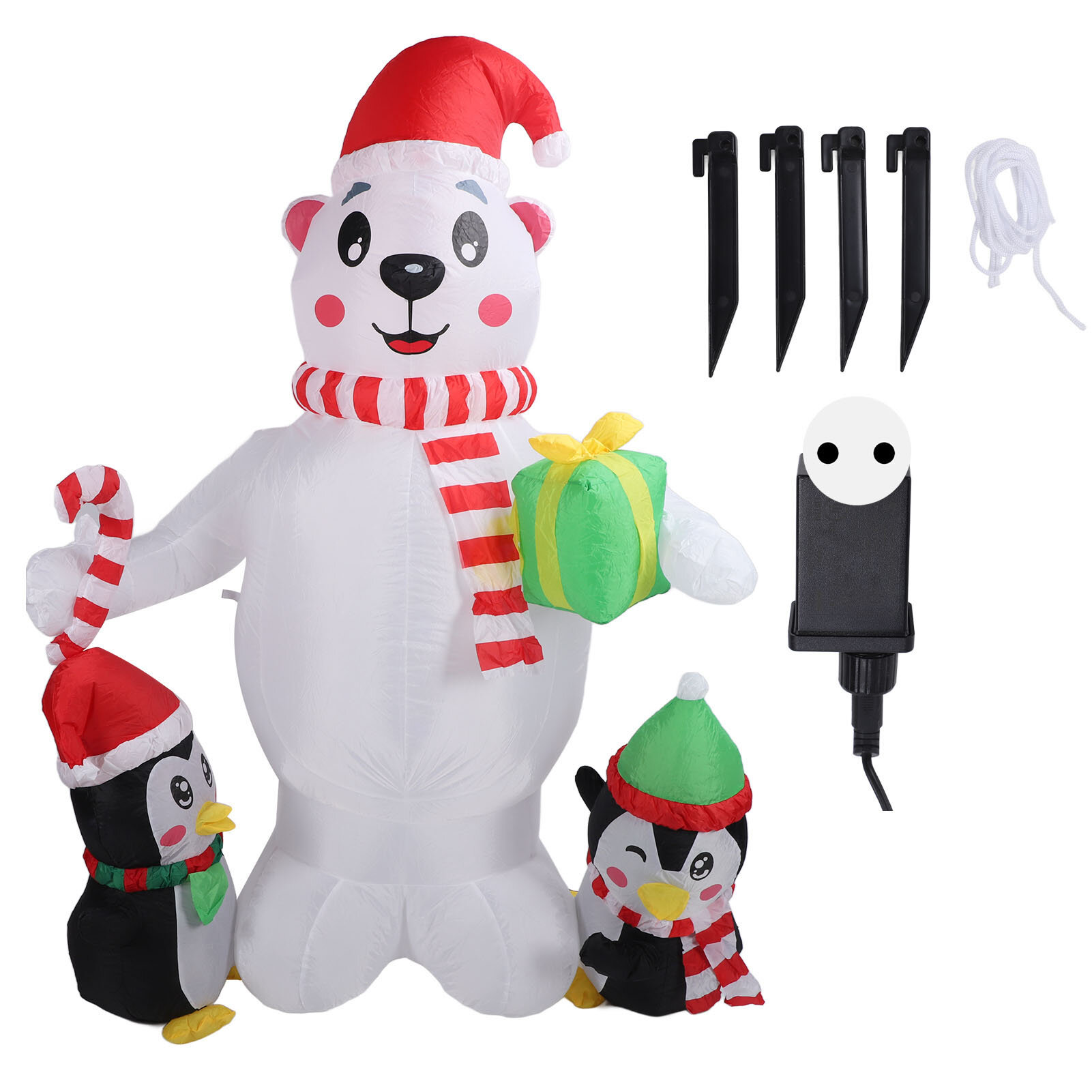 5,9 -футовая надувное рождественское украшение пингвин медведь с красочным светом милой взорвать двор украшения животных для газона