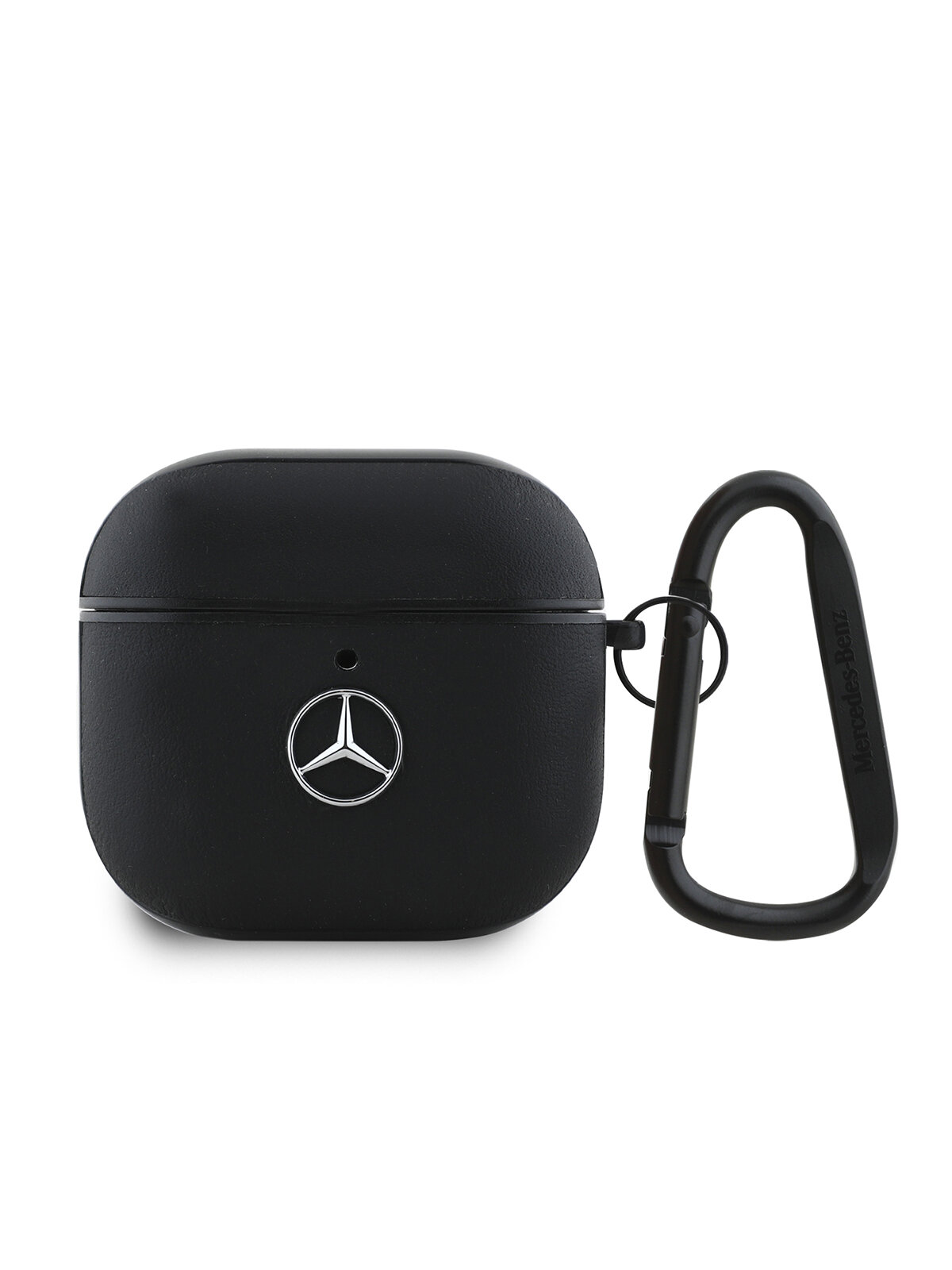 Чехол Mercedes для Airpods 4 со вставкой из натуральной кожи, черный
