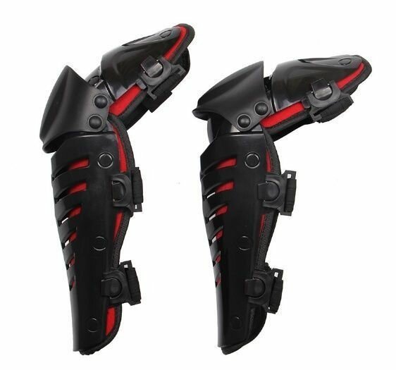 Мотонаколенники, защита колен, дышащие, регулируемые, красные