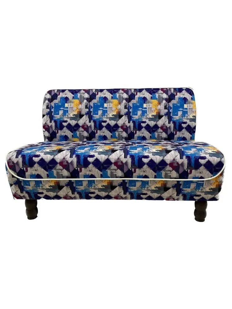 Диван прямой микс 119х65х84 см, нераскладной, абстракция голубая велюр