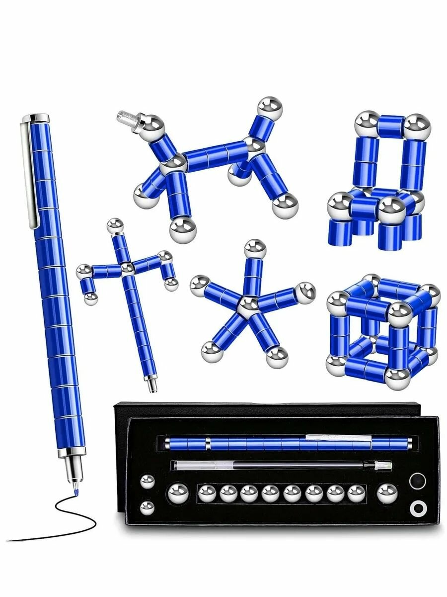 Магнитная ручка-конструктор, модульная, 14 колец, 30 бусинок