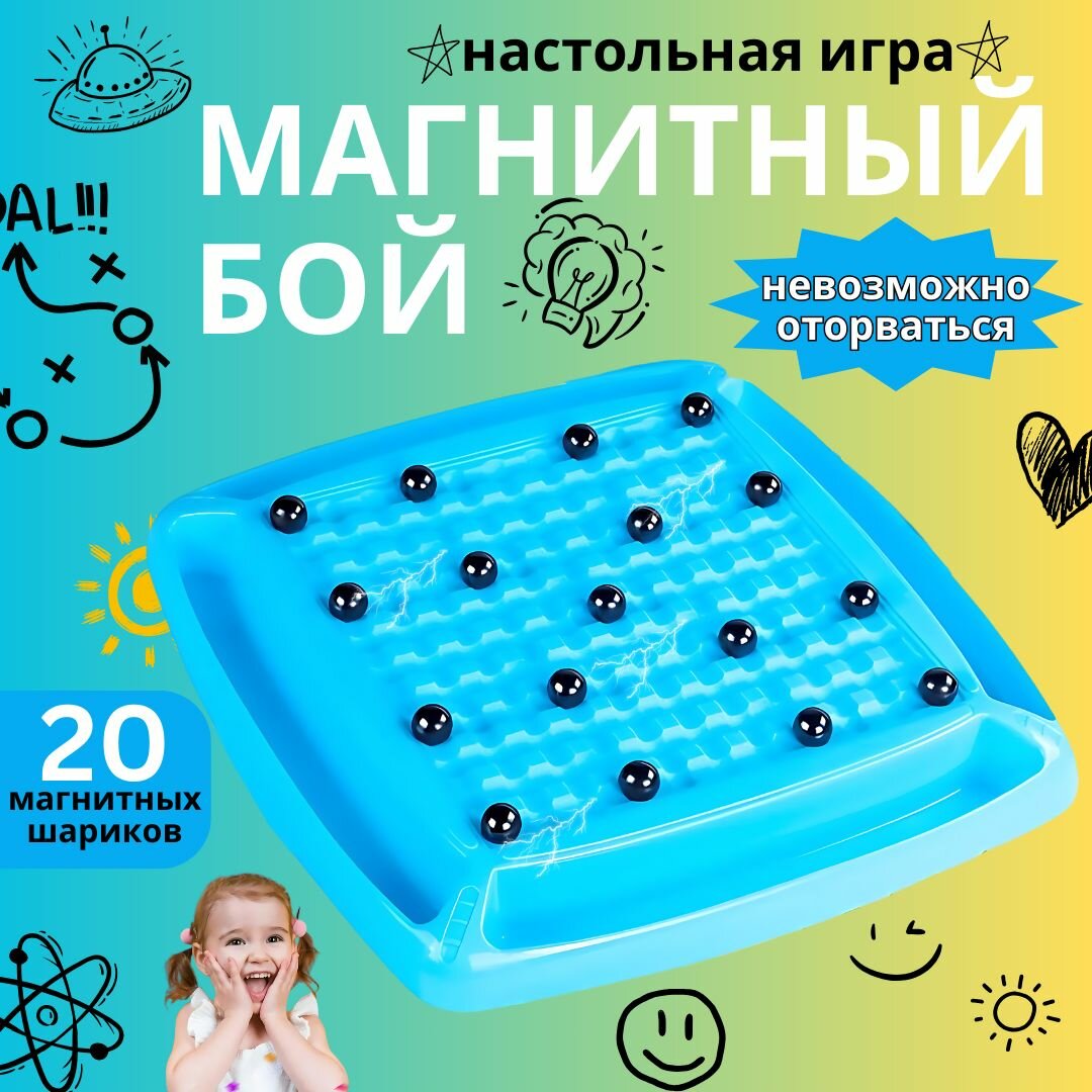 Магнитная игра для развития логики и стратегии с шариками, игровое поле 28x28 см, развивающая игрушка для детей и взрослых, семейная настольная игра