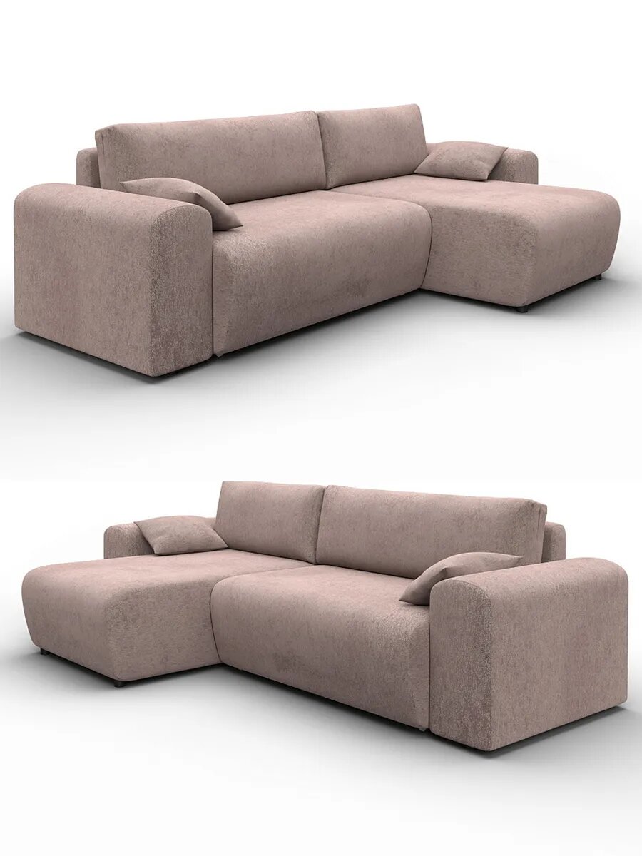 Диван угловой Палермо, универсальный угол, 249x84х131 см, с ящиком для белья, велюр