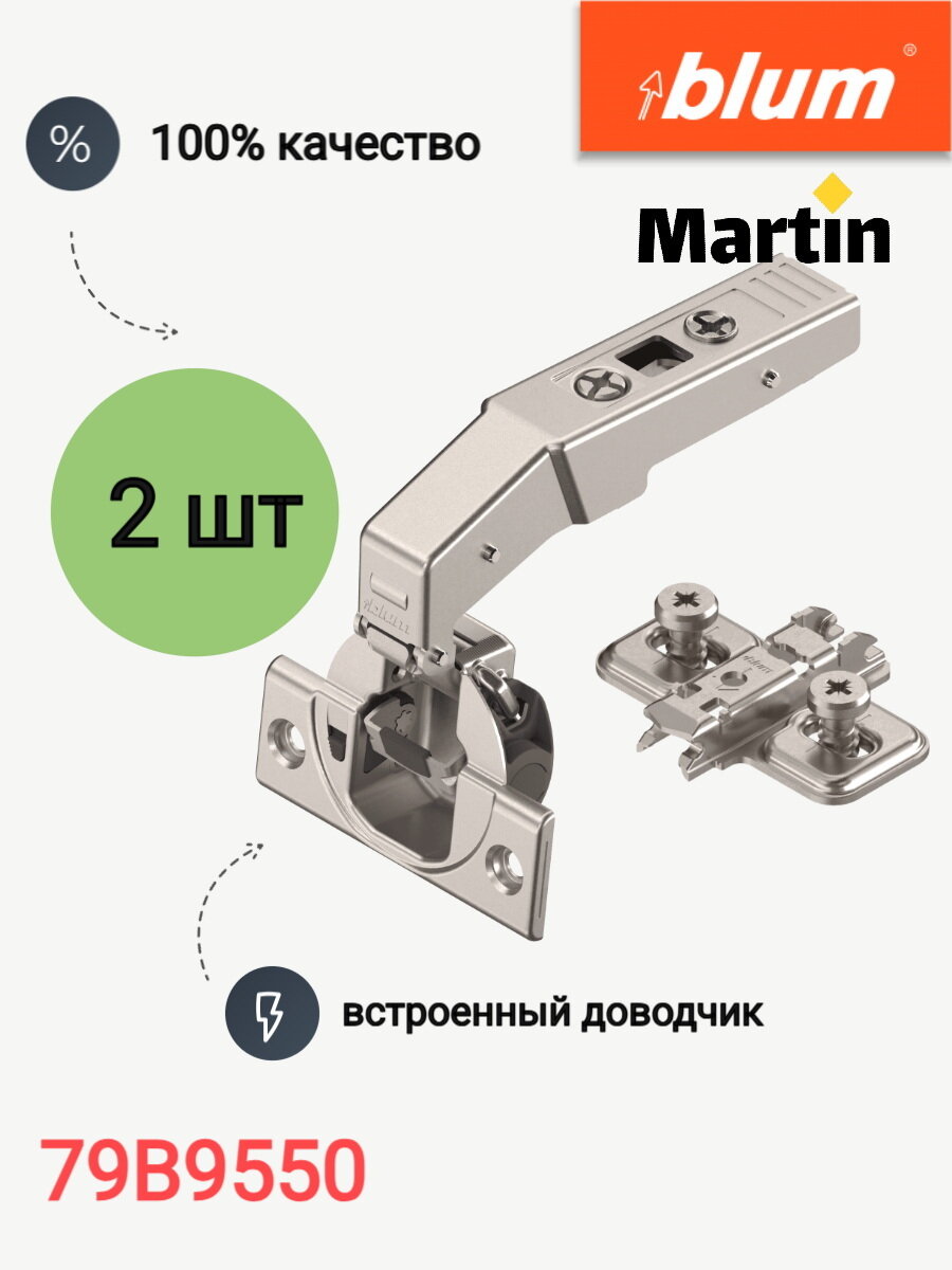 79B9550 Петли BLUM c доводчиком под фальшпанель, вкладные - 2 шт.
