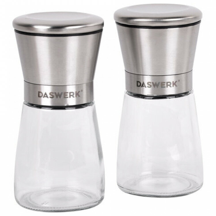 Механические ручные мельницы для соли и перца, набор 2 шт, нержавеющая сталь, DASWERK (дасверк), 456628