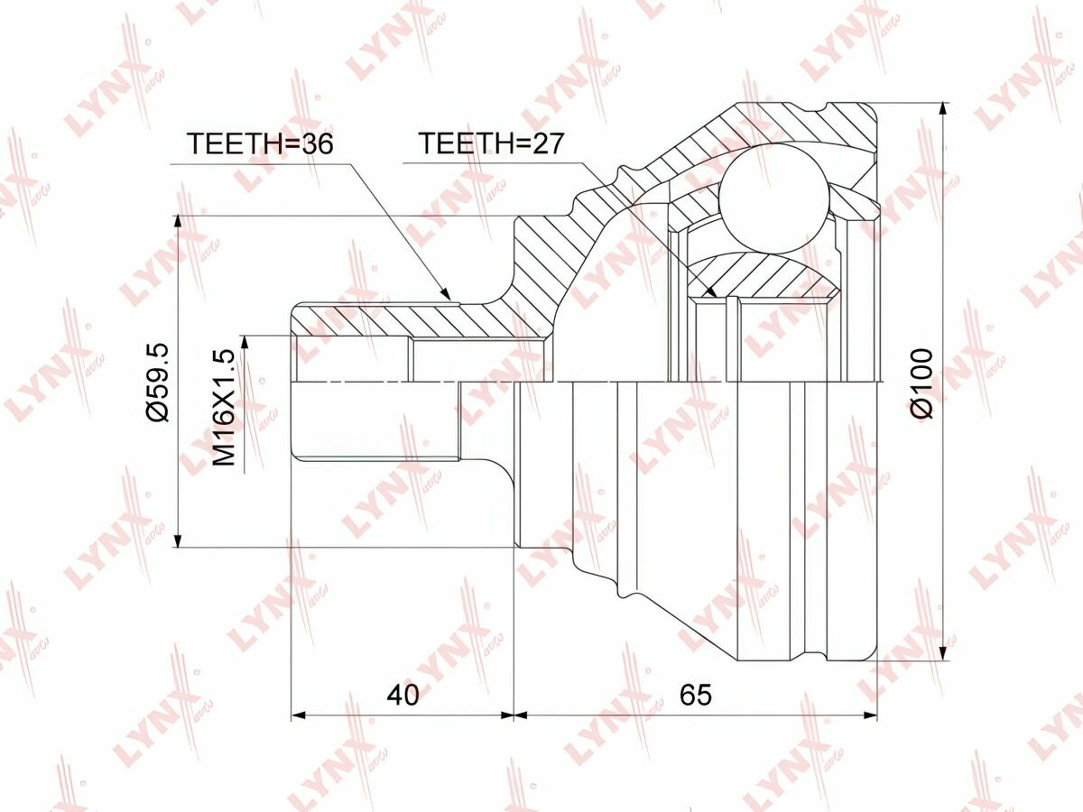 ШРУС наружный передний, для Шкода Октавия 2, Фольксваген Гольф 5, Пассат B6, B7, CC B6 арт CO3821 LYNXAUTO