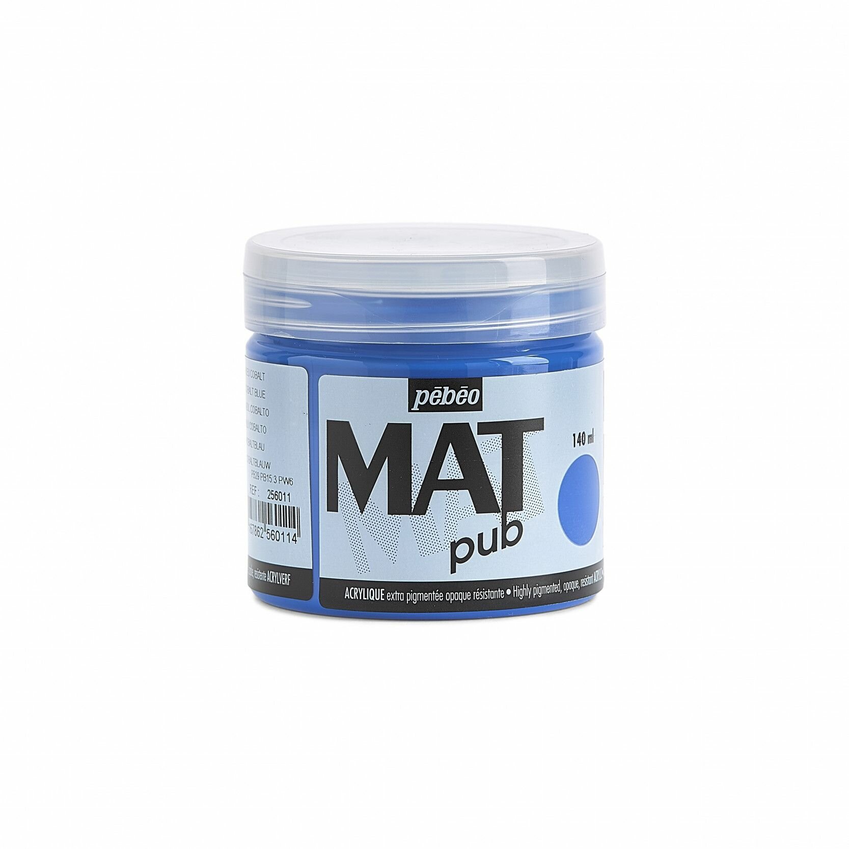 PEBEO Mat Pub краска акриловая, экстра матовая №1 140 мл, Синий кобальт, 256011